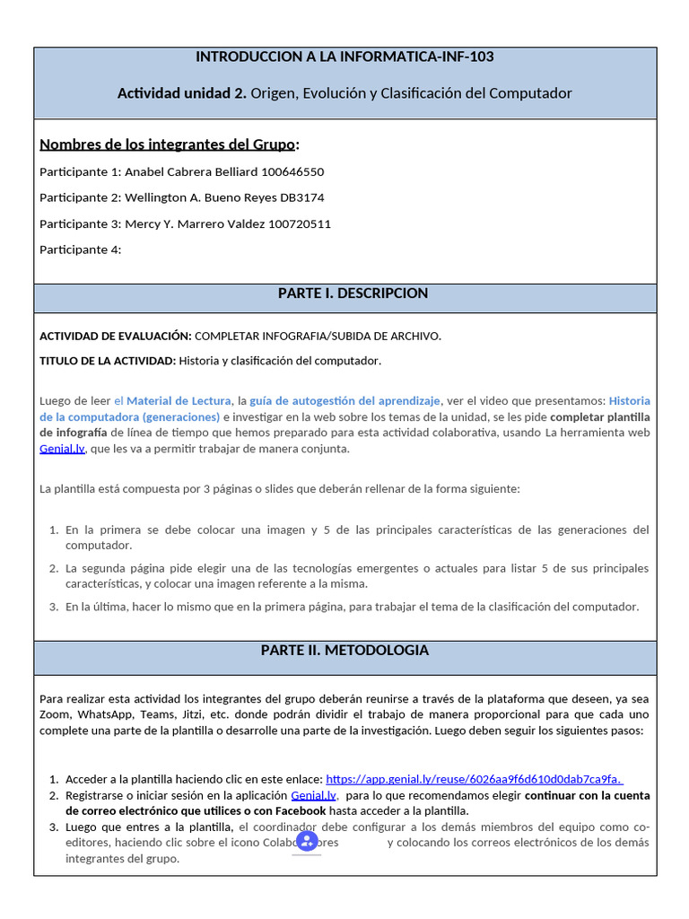 Formulario de Envio Actividad Practica Unidad 2 | PDF
