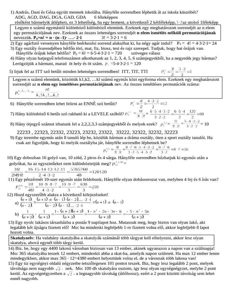 Kombinatorika 1. | PDF