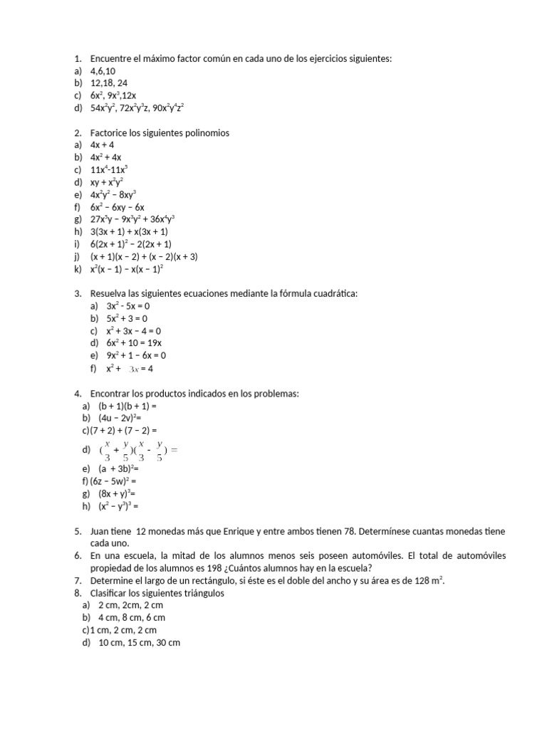 Ejercicios Mate II | PDF