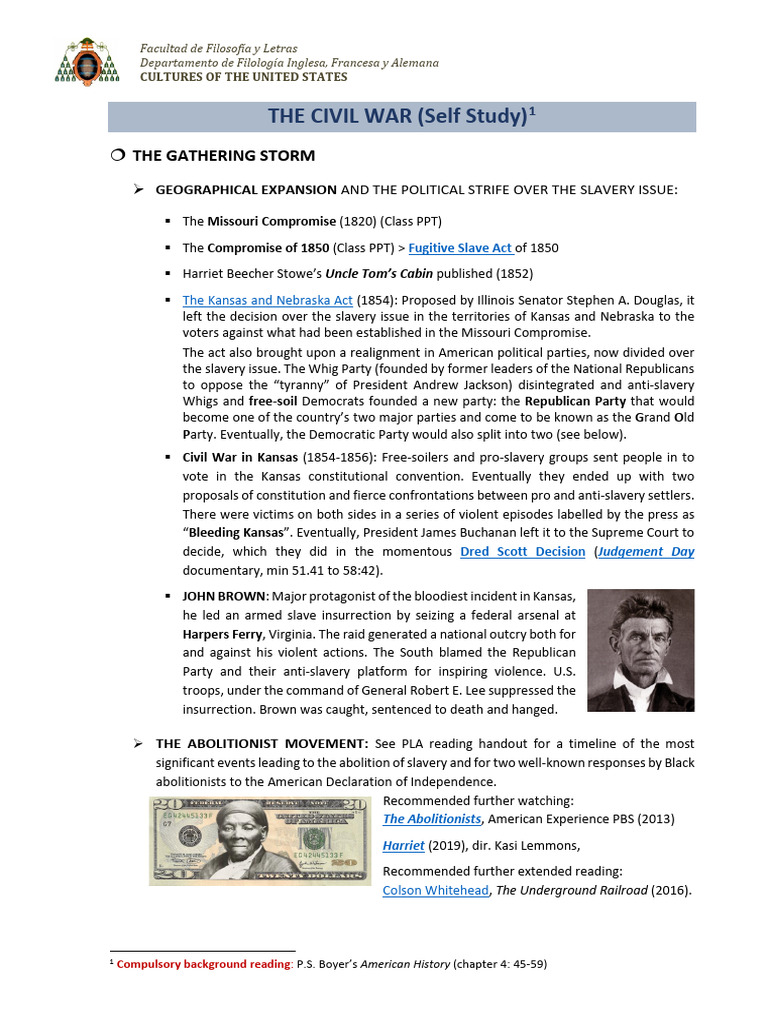 Civil War Summary and Self-Study Handout 2023 | PDF