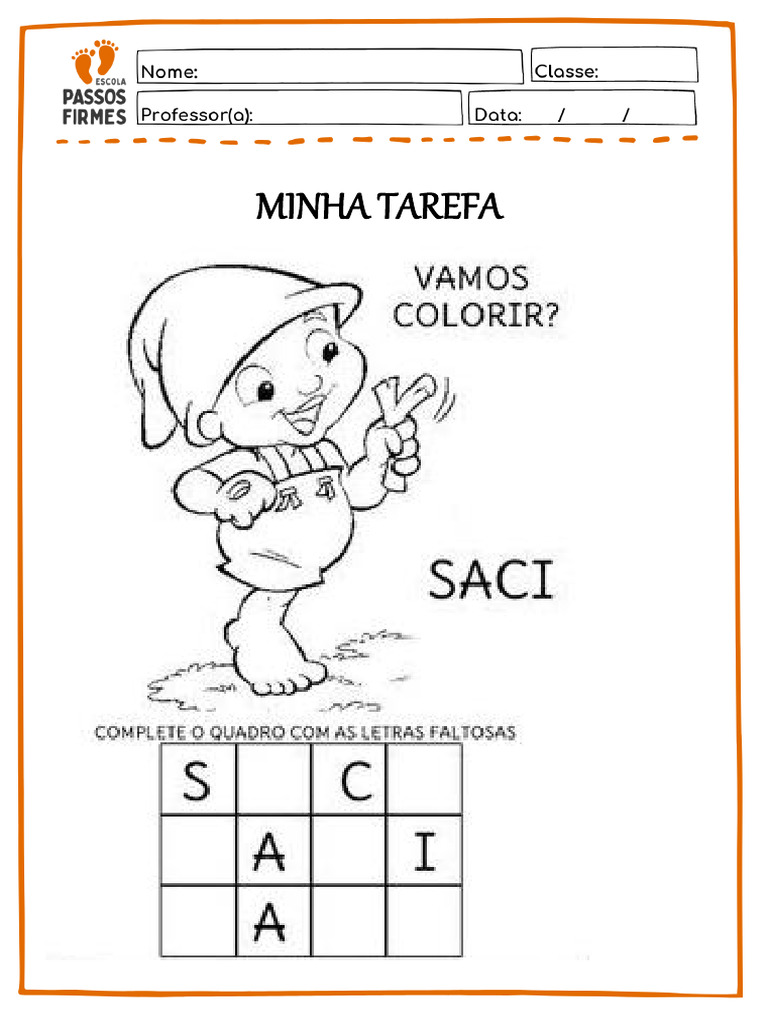 Atividade de L.portugues Saci | PDF