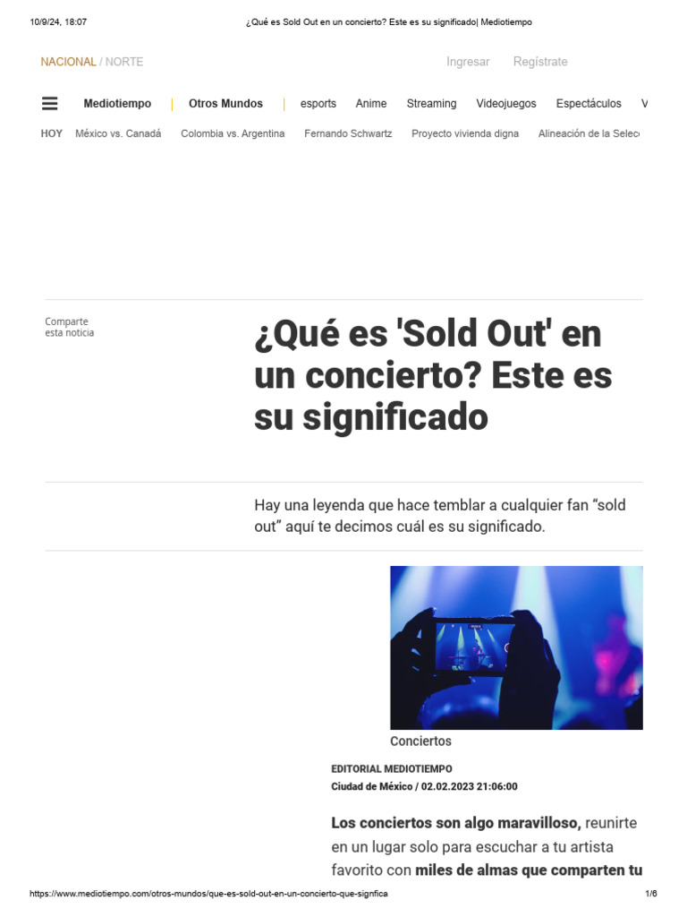 ¿Qué es Sold Out en un concierto_ Este es su significado_ Mediotiempo | PDF