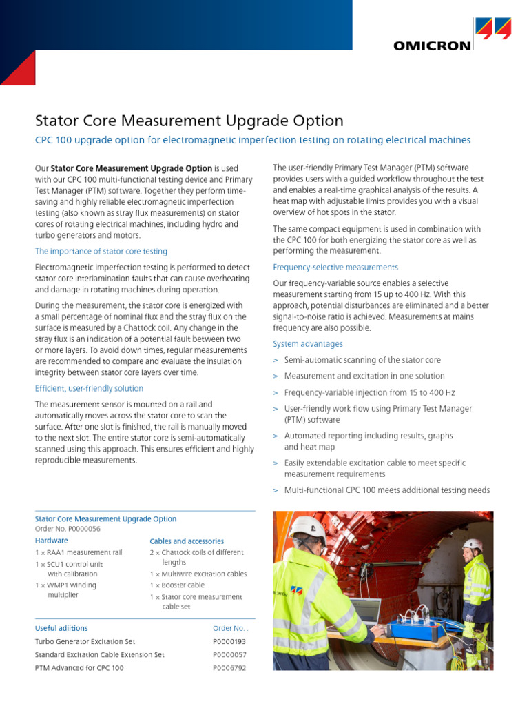 CPC 100 Stator Core Measurement Upgrade Option Datasheet ENU | PDF