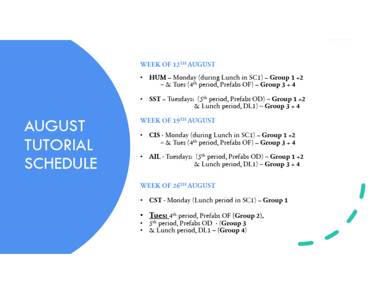 August Ecp Tutorial Schedule 2024 | PDF