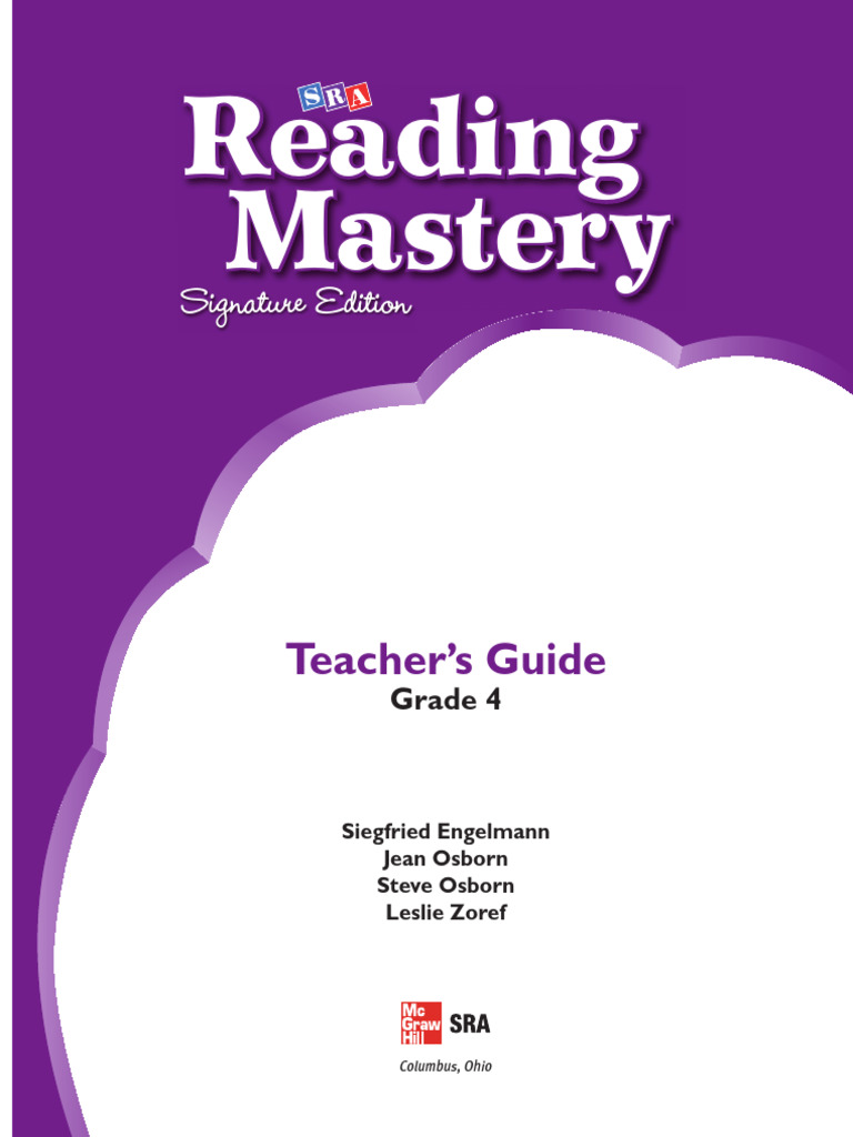 Sra Reading Mastery Teacher Guide Grade 4 | PDF