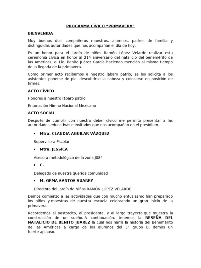 Programa-Civico-De-La-Primavera 2024 | PDF