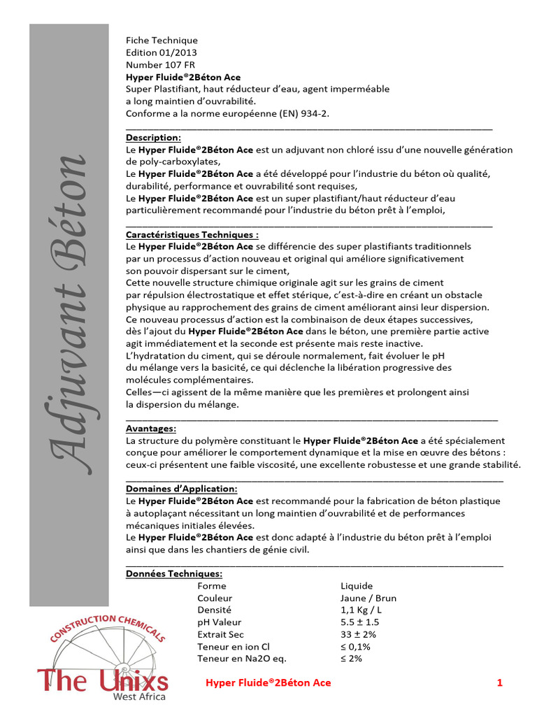 TDS Hyper Fluide2Beton SEN | PDF