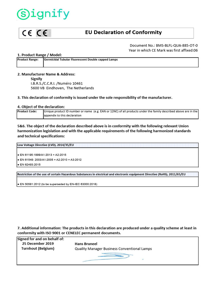 Certificación Signify TUV T5 - T8 - TUV 4P (3510) | PDF