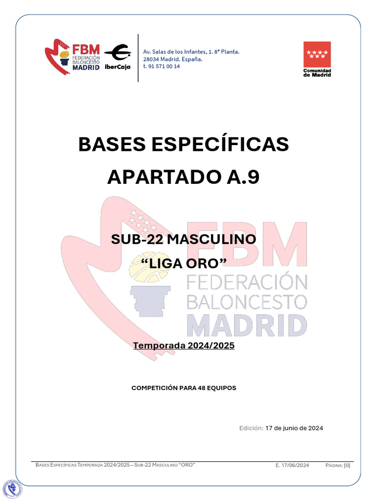 11 A.9. SUB22 Masculino ORO T.2024-25 V.17-06-2024 | PDF