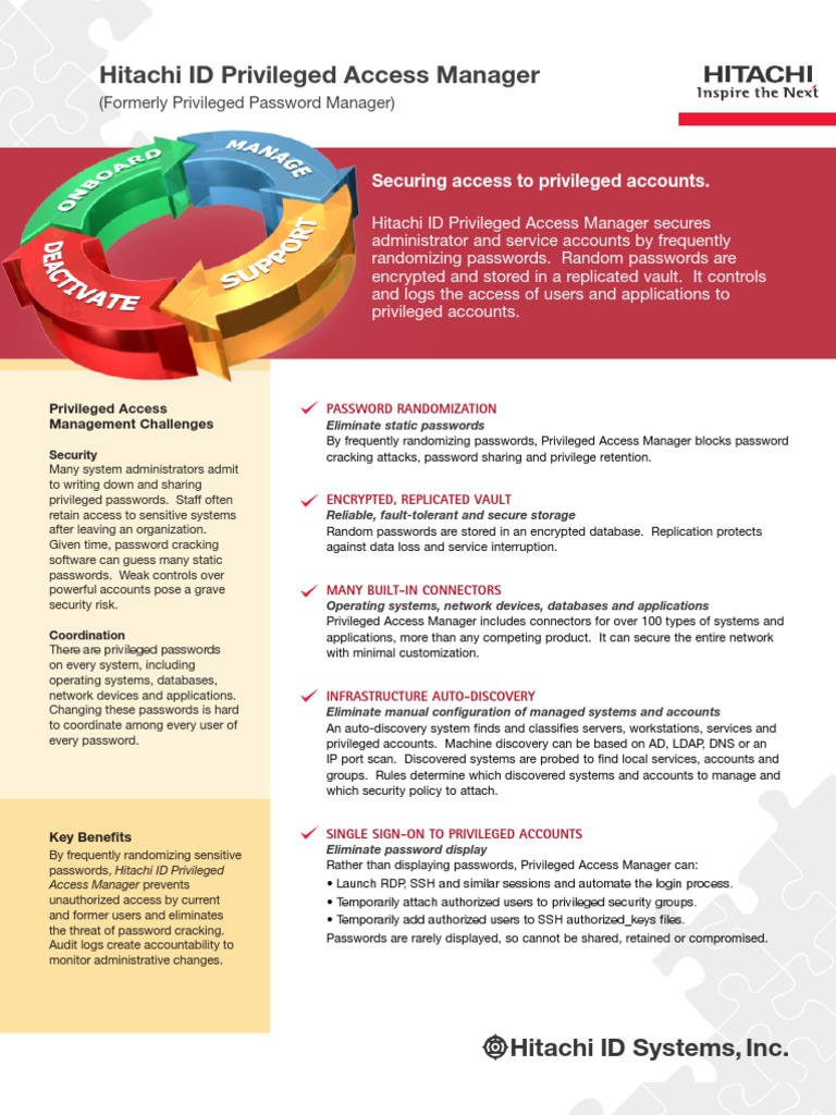 Hitachi Id Privileged Access Manager | PDF | Password | User (Computing)