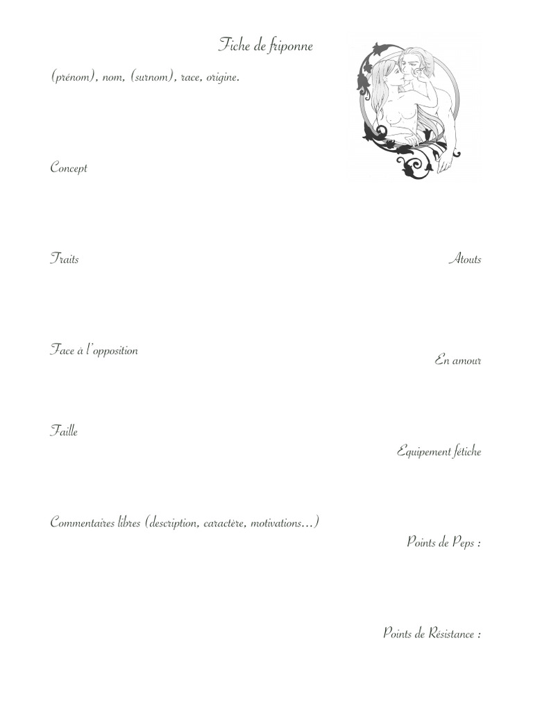 Friponnes RPG Fiche de Perso A4 | PDF