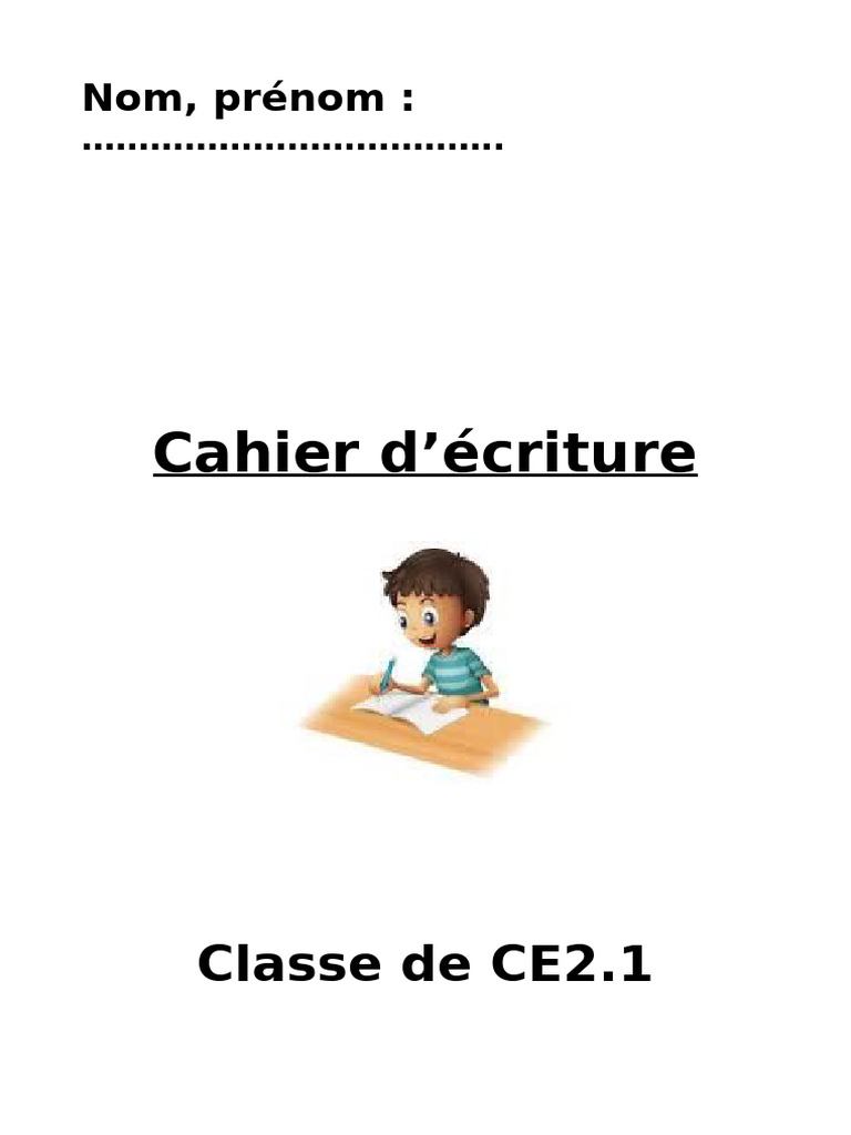 Page de Garde Cahier Écriture | PDF