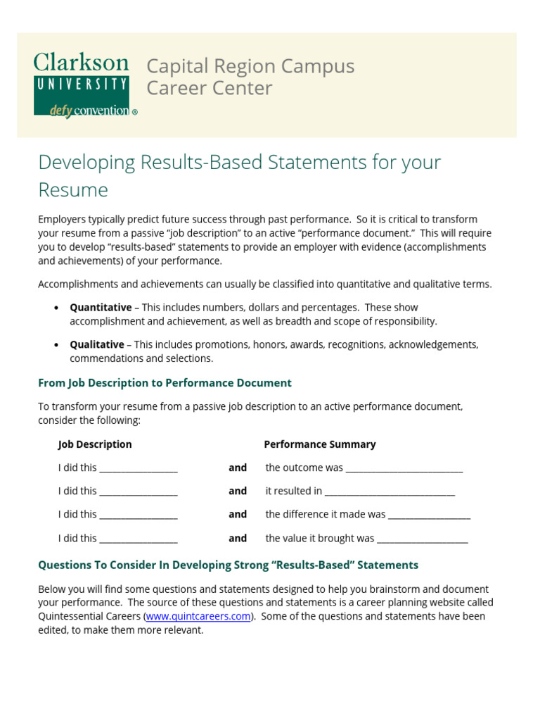 Results Based CV | PDF
