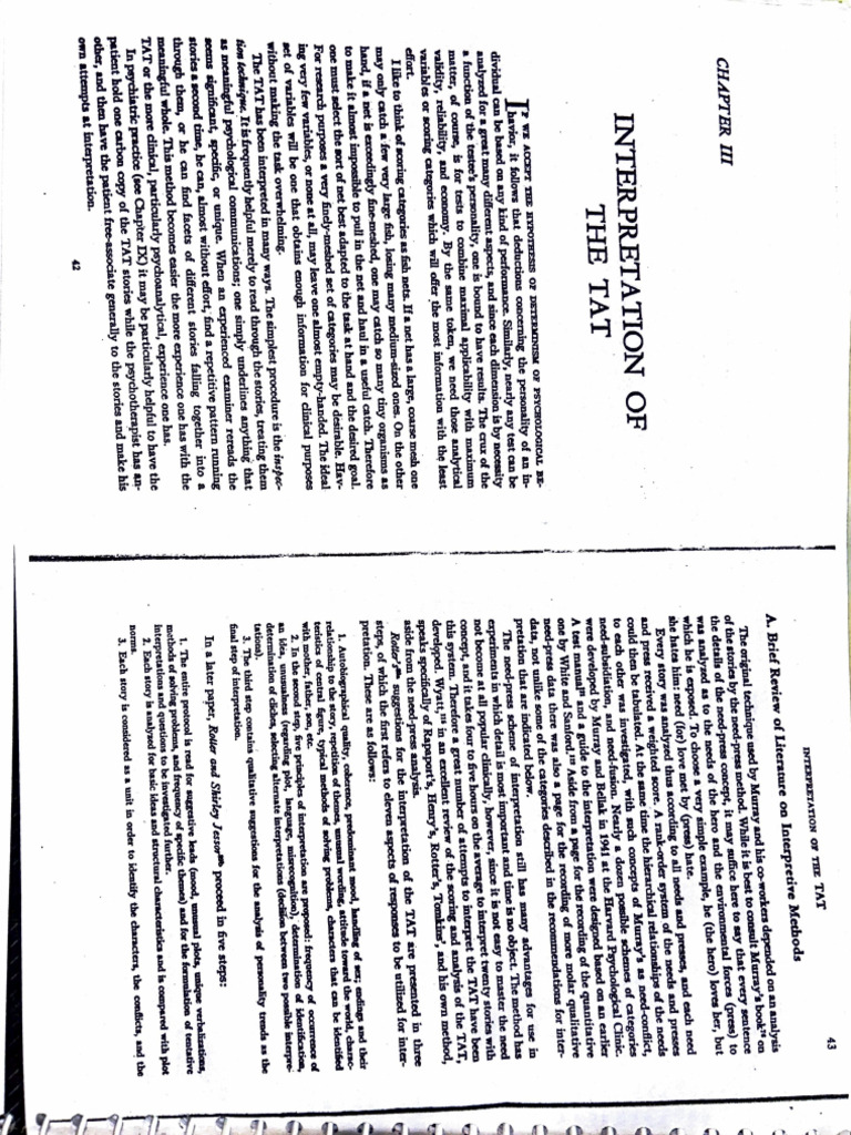 TAT Interpretation Manual | PDF