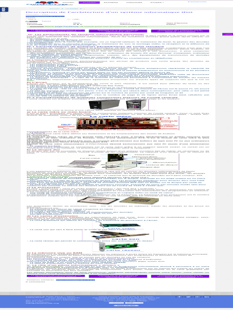 Description de L'architecture D'un Système Informatique (Fin) | PDF