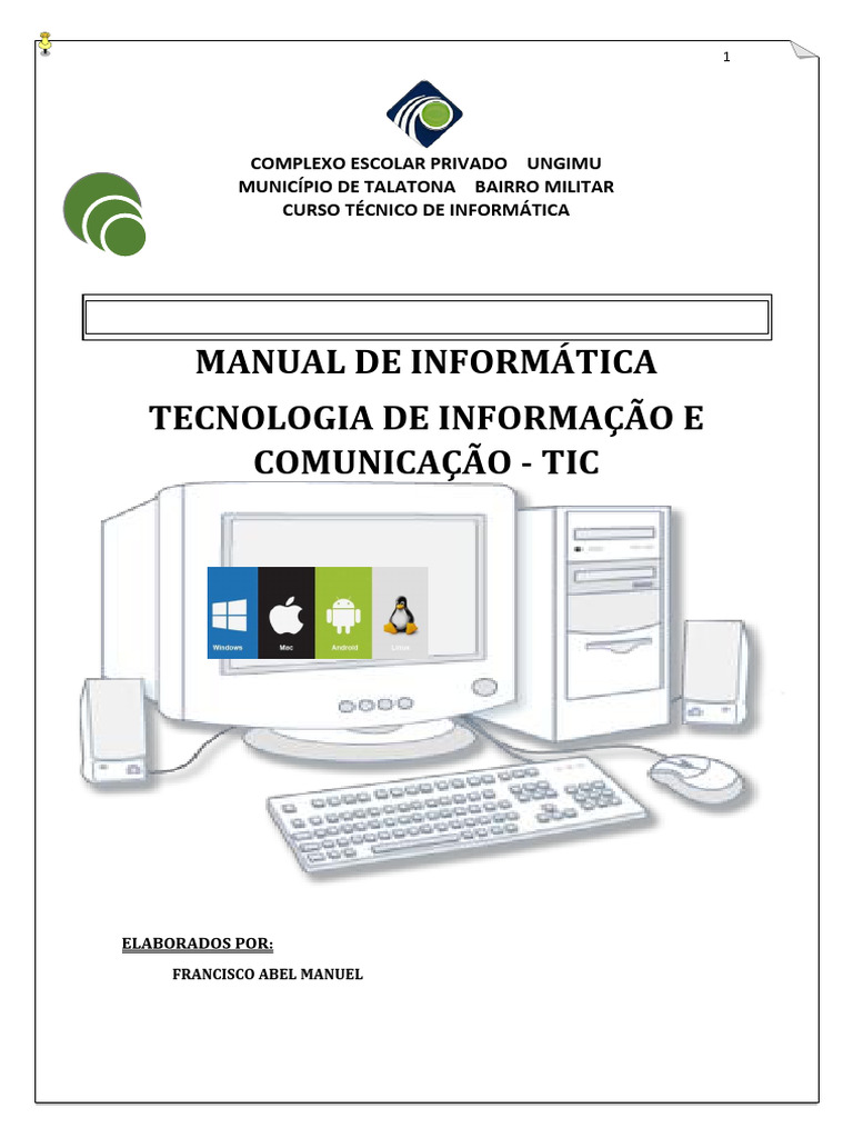 1 - Manual - Da - TIC - 10 - Classe - 1 - e - 2 - A Evolução Da ...