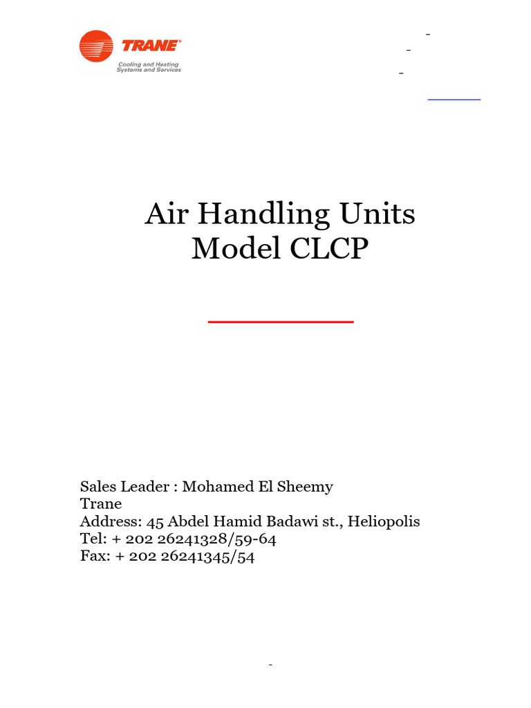 Trane Ahu Submittal | PDF