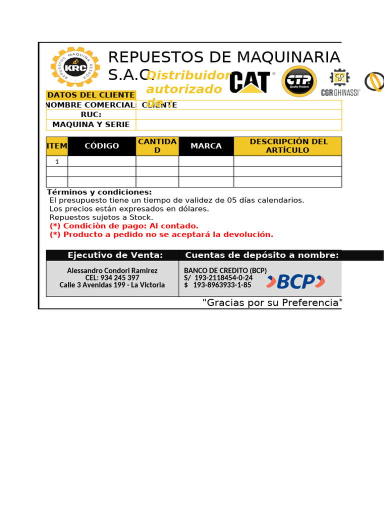 Cotización KRC - N°1 | PDF