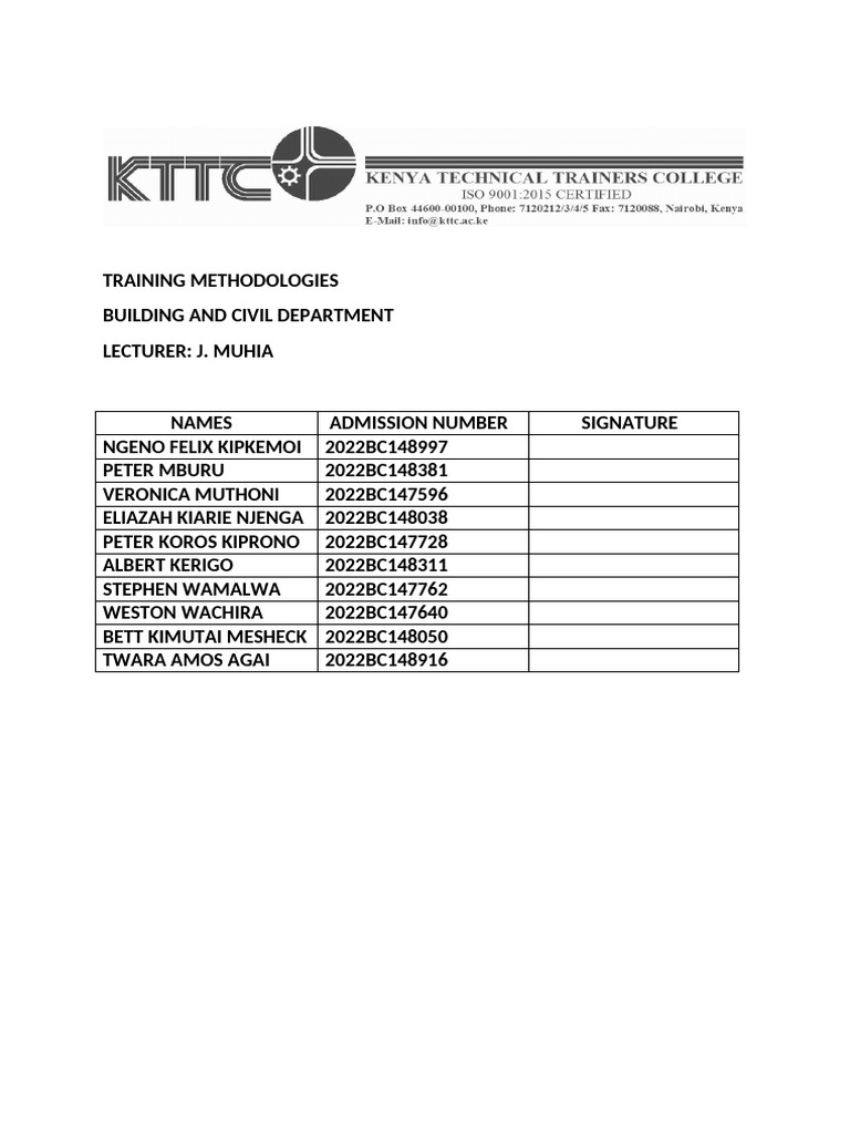 Training Methodologies | PDF
