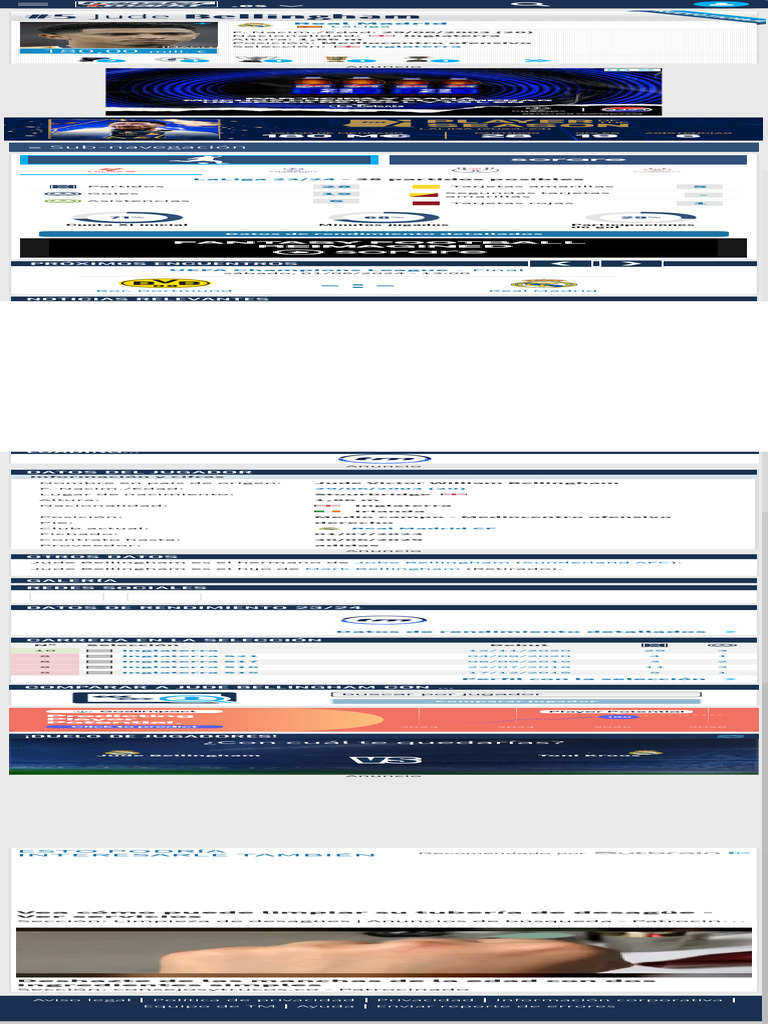 Jude Bellingham - Perfil Del Jugador 2324 Transfermarkt | PDF