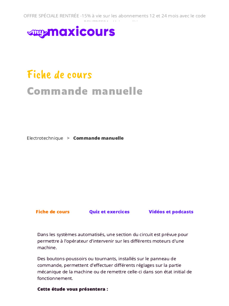 Commande Manuelle - Mymaxicours | PDF