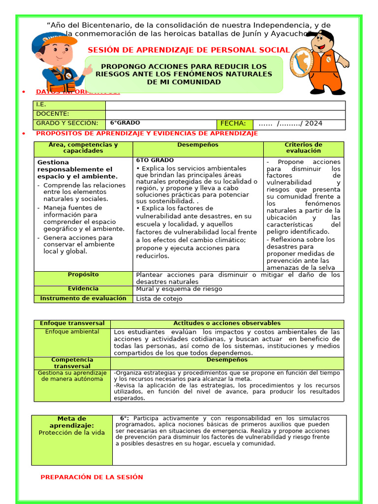 Ses-Juev-Ps-Propongo Acciones para Reducir Los Riesgos Ante Los Fenómenos Naturales de Mi ...