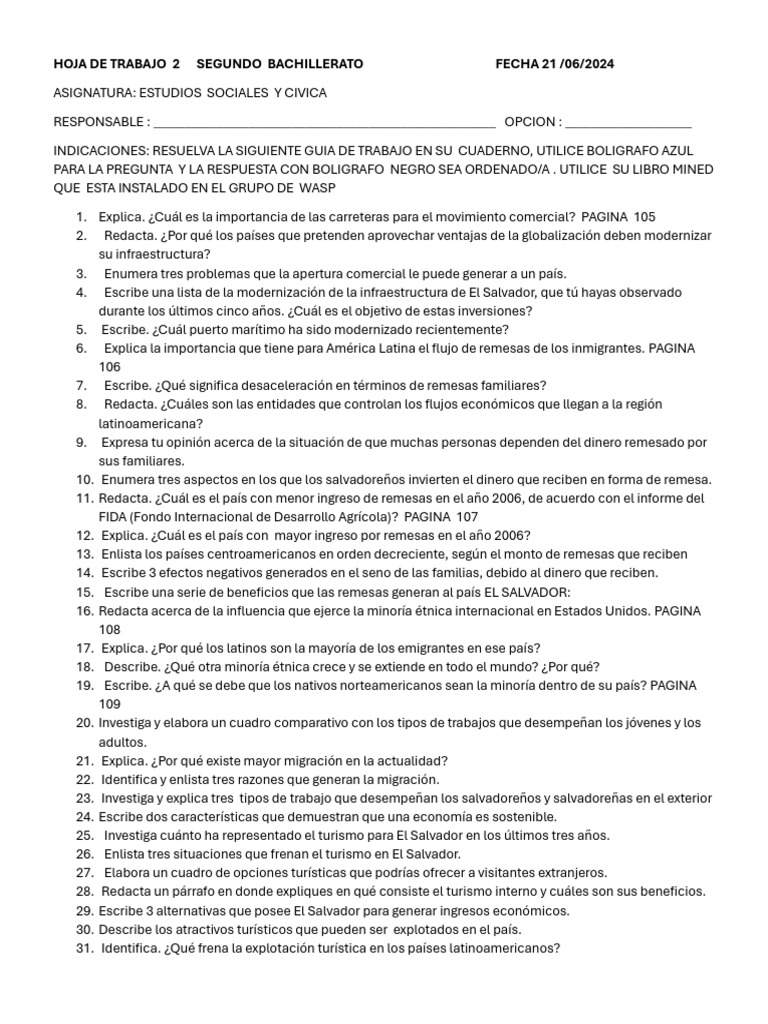 HOJA DE TRABAJO SOCIALES 21-06-2024 | PDF