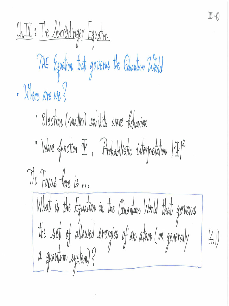 Ch.iv - The Schrodinger Equation | PDF