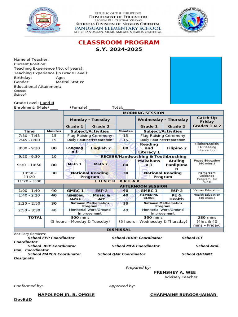 MG Class Program Schedule 12 | PDF