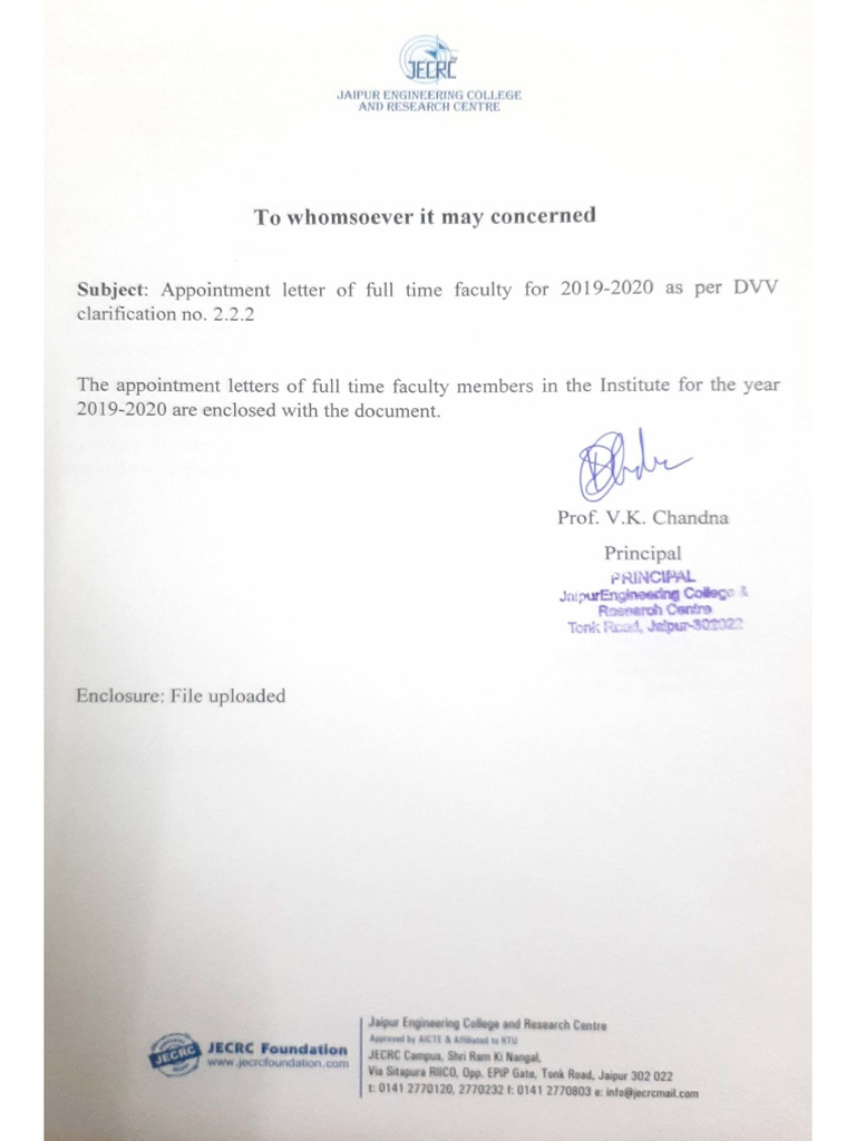 Appointment Letter 2.2.2 | PDF