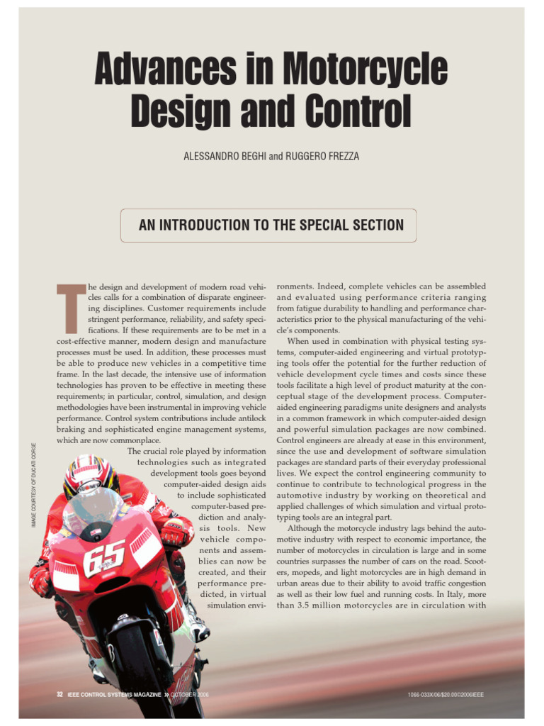 Advances in Motorcycle Design and Control: An Introduction To The ...