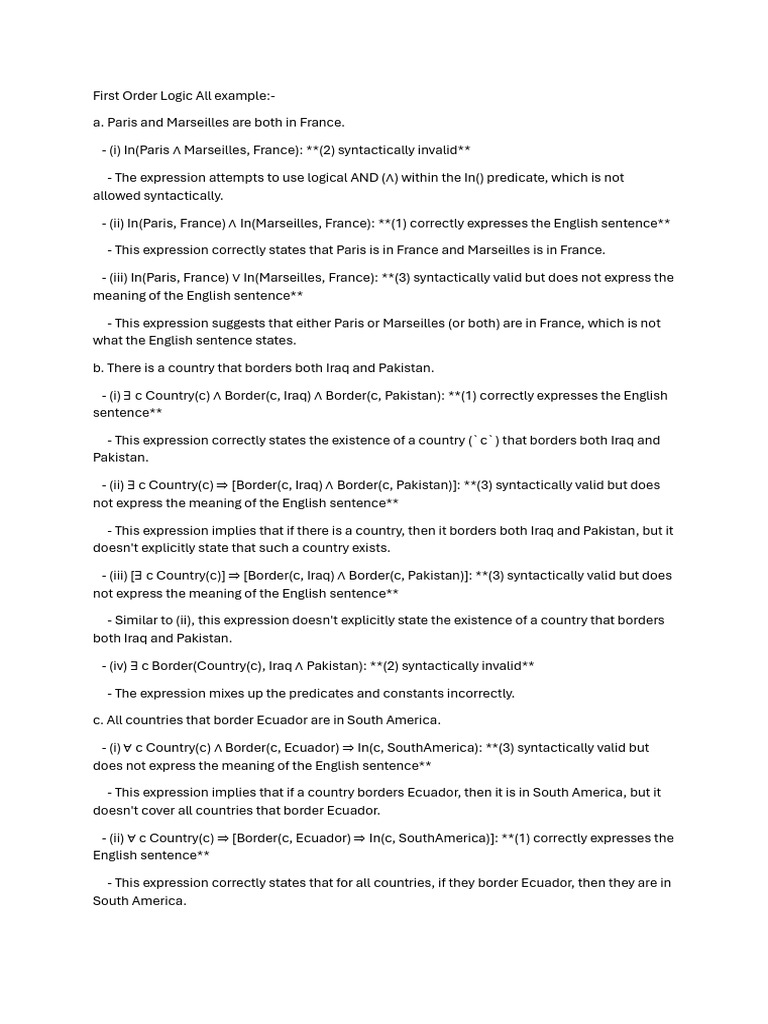 First Order Logic | PDF