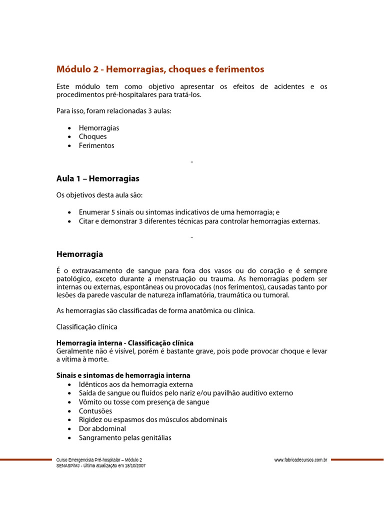 Hemorragia Apostila Aph 1 Senasp Pdf