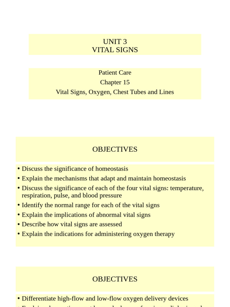 UNIT 3 Chapter 15 Vital Signs | PDF