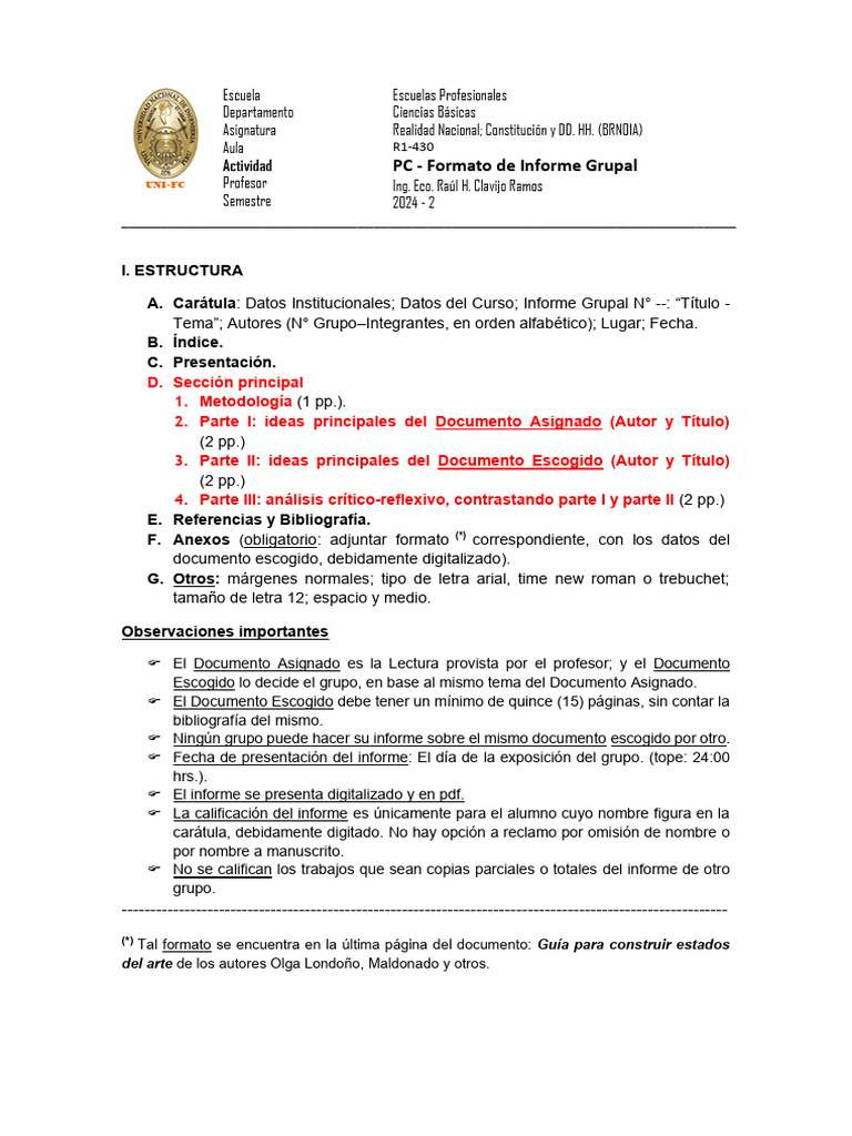 Formato de Informe Grupal | PDF