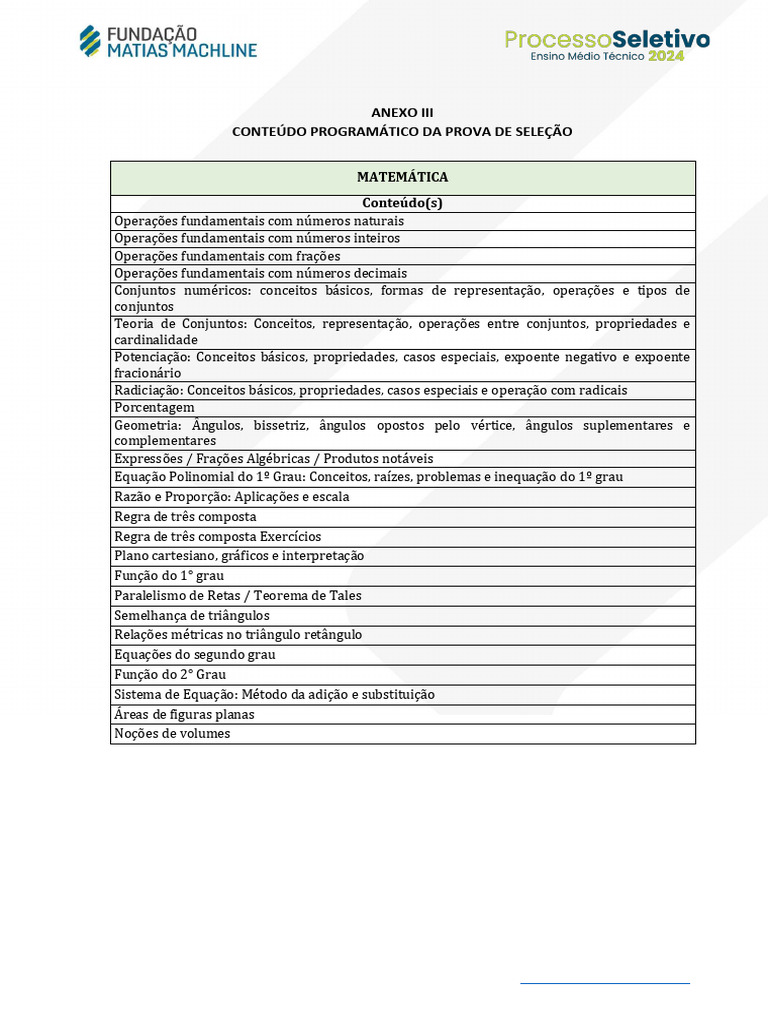 Conteúdo Programático | PDF