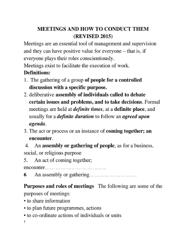Meetings and How To Conduct Them (Revised 2015) | PDF