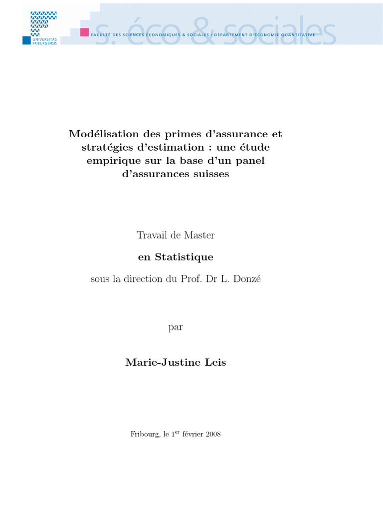 D Modelisation Primes Assurance Strategies Estimation | PDF