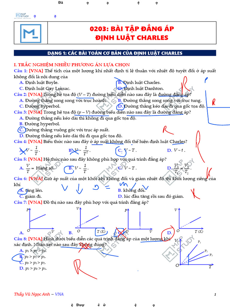 0203 - Bài tập Đẳng Áp - Định Luật Charles - unlocked | PDF