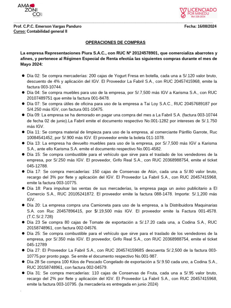 Casos Practicos de Reg Compras y Ventas | PDF