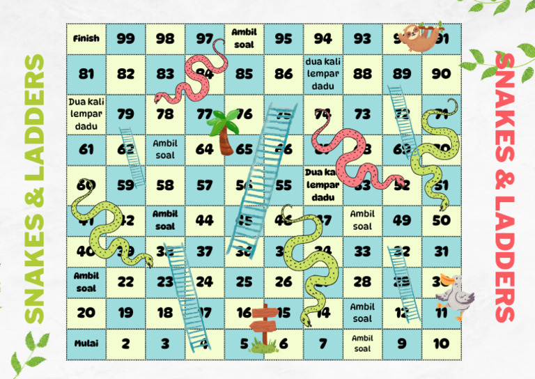 Snakes and Ladders Board Game A4 | PDF