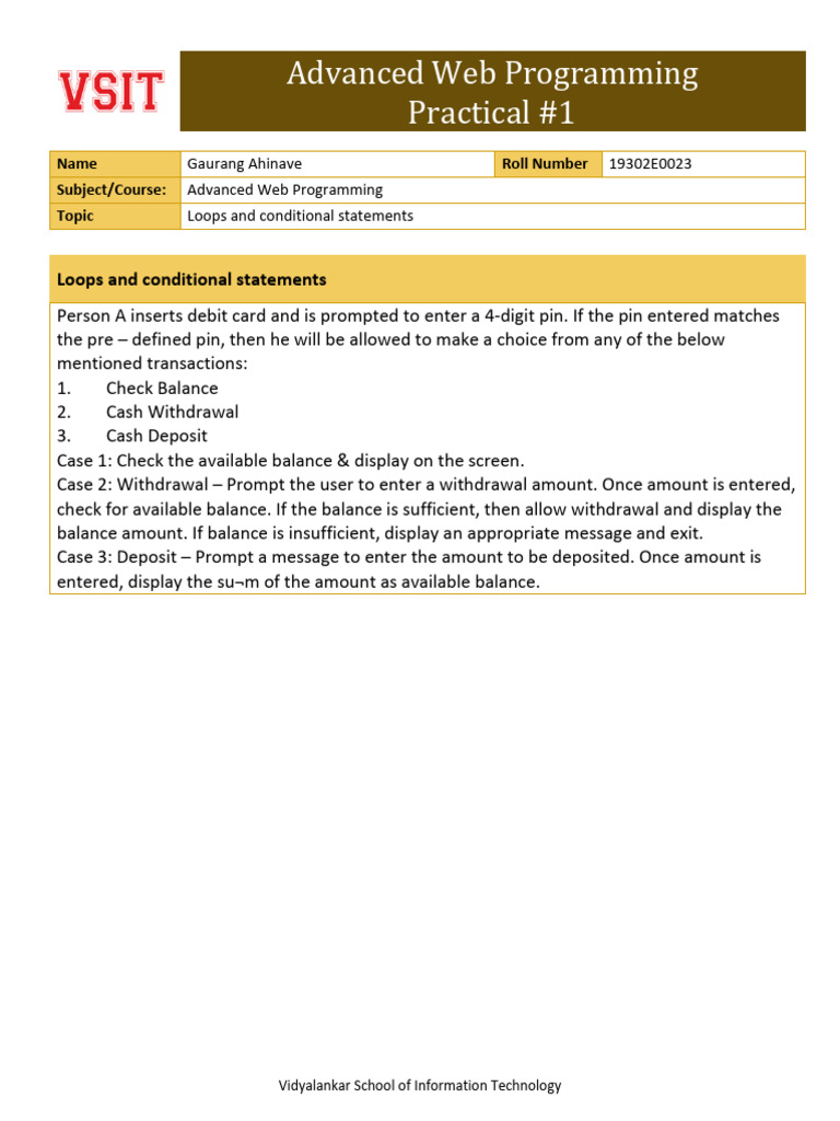 AWP Worksheet - Practical - 1 | PDF