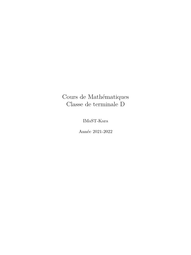 Cours Math TD (IMaST) | PDF