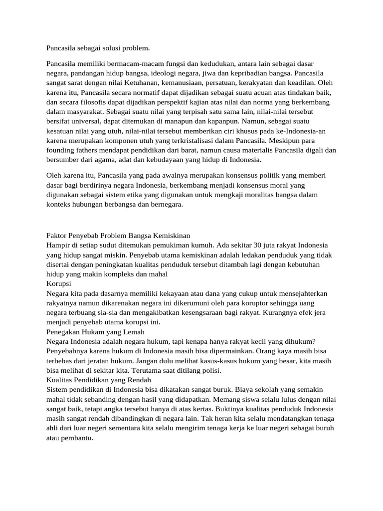 Materi Pancasila Sebagai Solusi Problem Bangsa | PDF