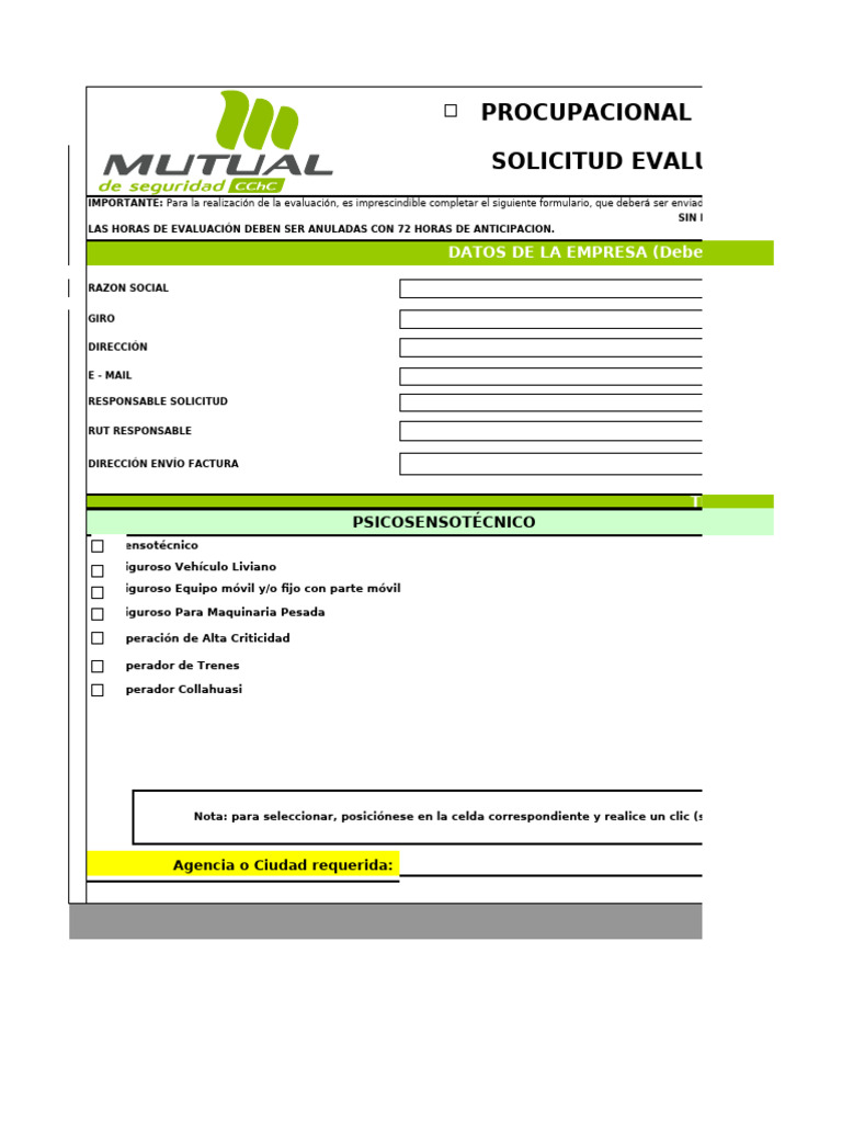 Formulario Mutual Seguridad | PDF