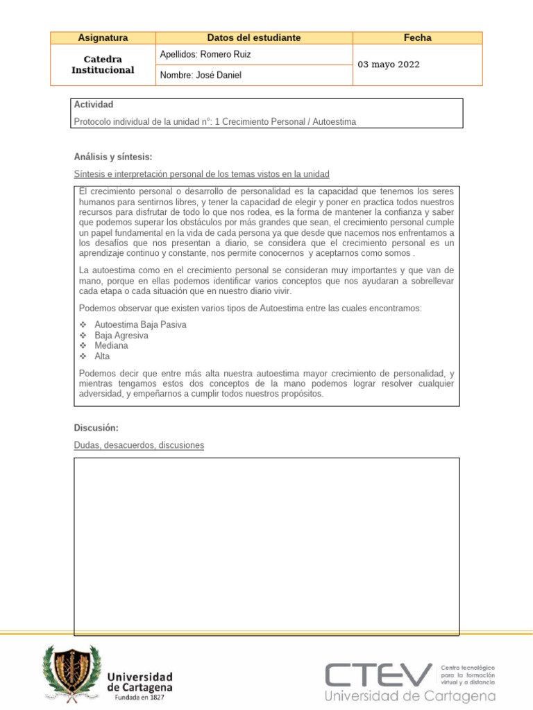 Plantilla Protocolo Individual #1 | PDF