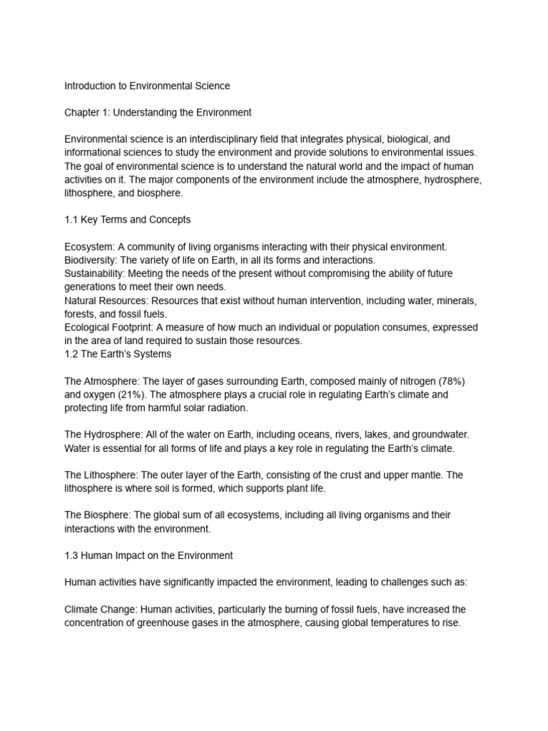 Introduction to environmental science | PDF