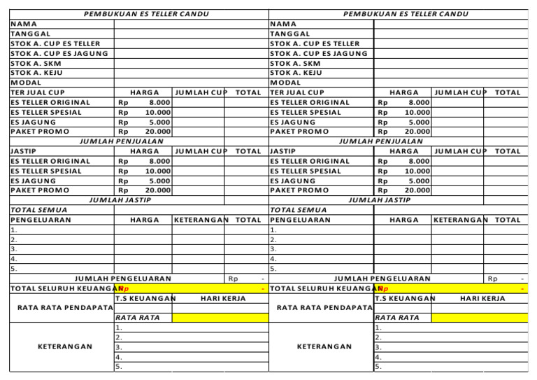 Pembukuan Es Teller | PDF