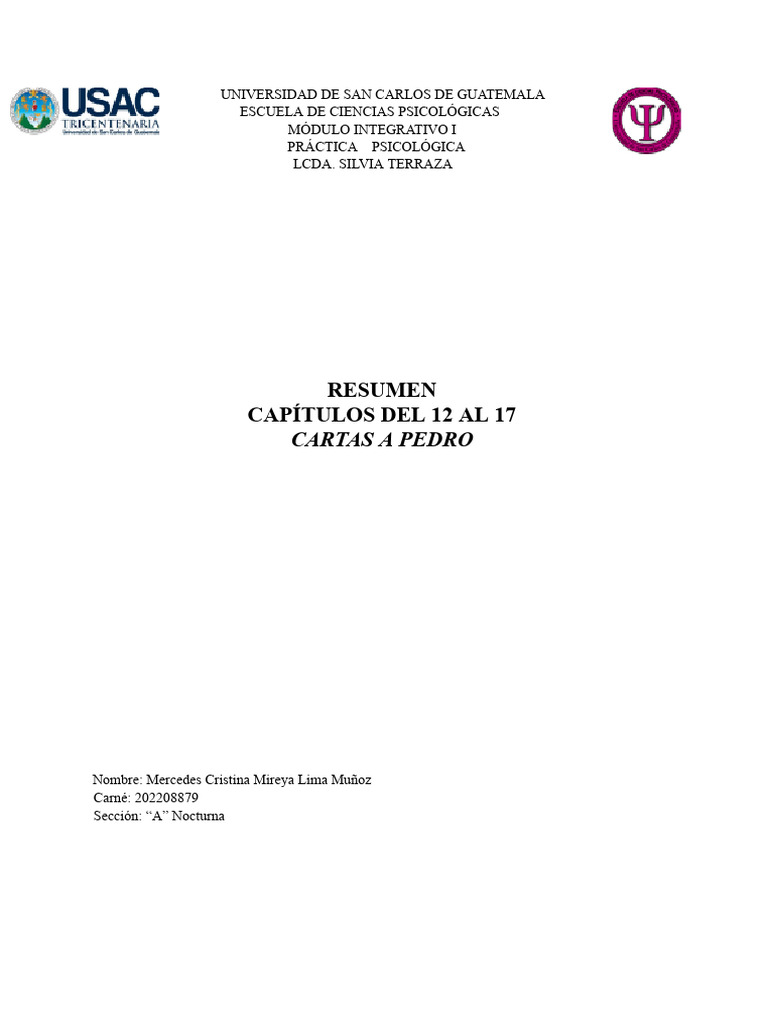 TAREA RESUMEN CAP. 12-17 libro cartas a pedro | PDF