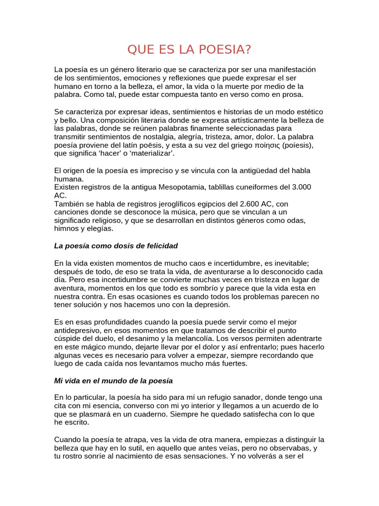 QUE ES LA POESIA | PDF